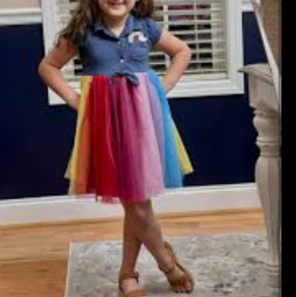 Good Lad | Dresses | Good Lad Denim Rainbow Tulle Dress | Poshmark